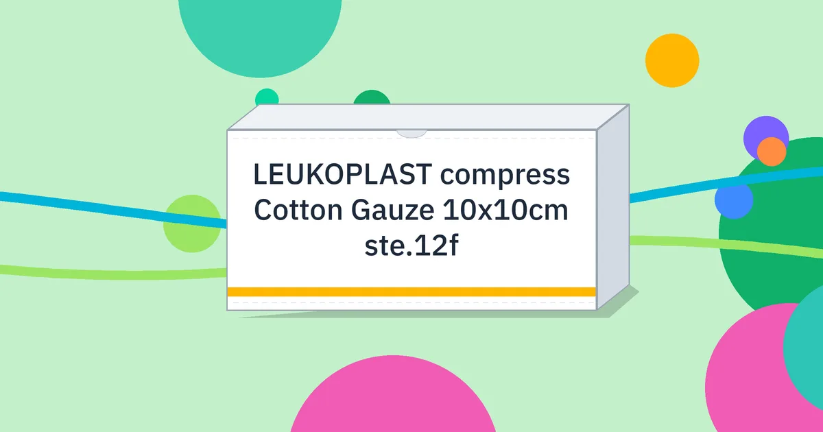 Symbolbild: Packung mit der Aufschrift LEUKOPLAST compress Cotton Gauze 10x10cm ste.12f (PZN 17207969) – Verfügbarkeit und Bezug in Apotheken in Frankfurt am Main