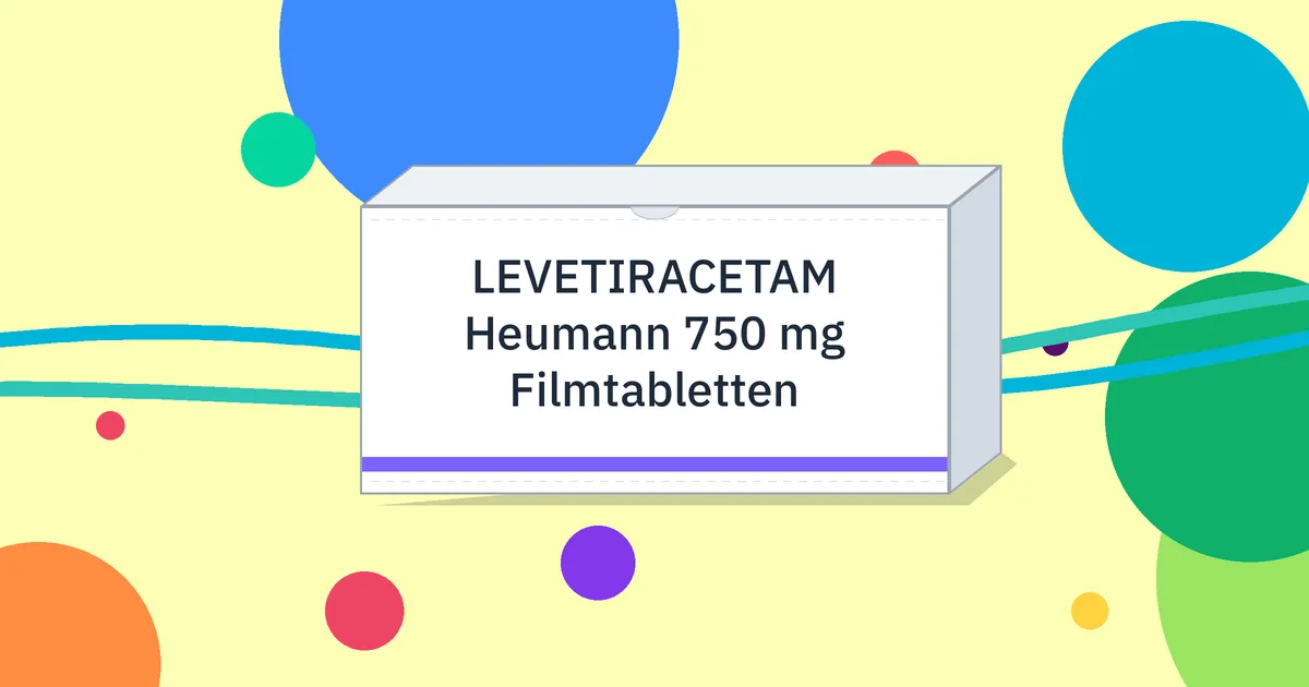 Symbolbild: Packung mit der Aufschrift LEVETIRACETAM Heumann 750 mg Filmtabletten (PZN 16138611) – Verfügbarkeit und Bezug in Apotheken in Frankfurt am Main