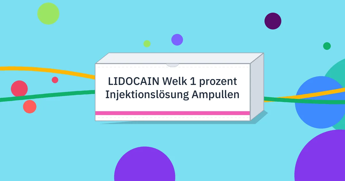 Symbolbild: Packung mit der Aufschrift LIDOCAIN Welk 1 prozent Injektionslösung Ampullen (PZN 01396135) – Verfügbarkeit und Bezug in Apotheken in Frankfurt am Main