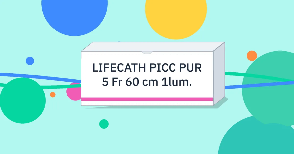 Symbolbild: Packung mit der Aufschrift LIFECATH PICC PUR 5 Fr 60 cm 1lum. (PZN 15209409) – Verfügbarkeit und Bezug in Apotheken in Frankfurt am Main