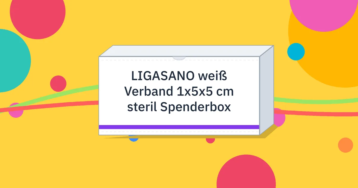 Symbolbild: Packung mit der Aufschrift LIGASANO weiß Verband 1x5x5 cm steril Spenderbox (PZN 17251255) – Verfügbarkeit und Bezug in Apotheken in Frankfurt am Main