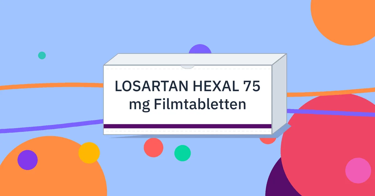 Symbolbild: Packung mit der Aufschrift LOSARTAN HEXAL 75 mg Filmtabletten (PZN 01606012) – Verfügbarkeit und Bezug in Apotheken in Frankfurt am Main