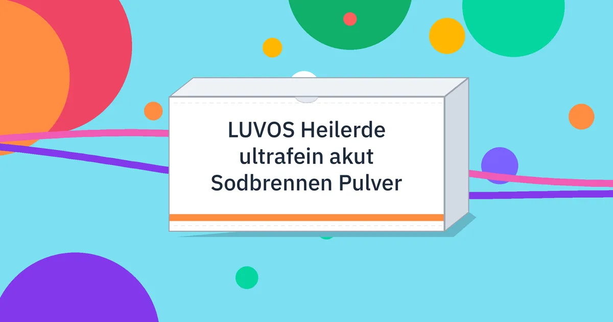 Symbolbild: Packung mit der Aufschrift LUVOS Heilerde ultrafein akut Sodbrennen Pulver (PZN 18380718) – Verfügbarkeit und Bezug in Apotheken in Frankfurt am Main