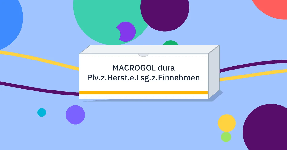 Symbolbild: Packung mit der Aufschrift MACROGOL dura Plv.z.Herst.e.Lsg.z.Einnehmen (PZN 07235918) – Verfügbarkeit und Bezug in Apotheken in Frankfurt am Main