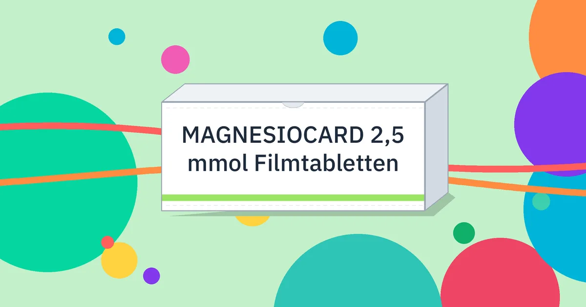Symbolbild: Packung mit der Aufschrift MAGNESIOCARD 2,5 mmol Filmtabletten (PZN 01667841) – Verfügbarkeit und Bezug in Apotheken in Frankfurt am Main