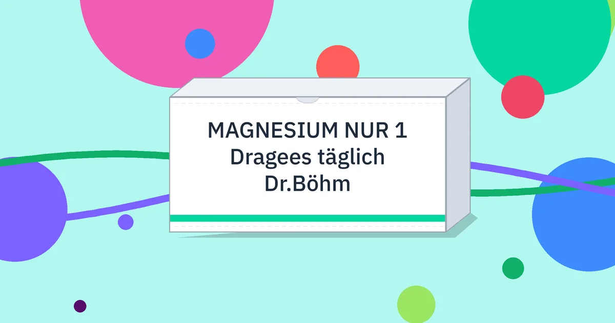 Symbolbild: Packung mit der Aufschrift MAGNESIUM NUR 1 Dragees täglich Dr.Böhm (PZN 04037106) – Verfügbarkeit und Bezug in Apotheken in Frankfurt am Main