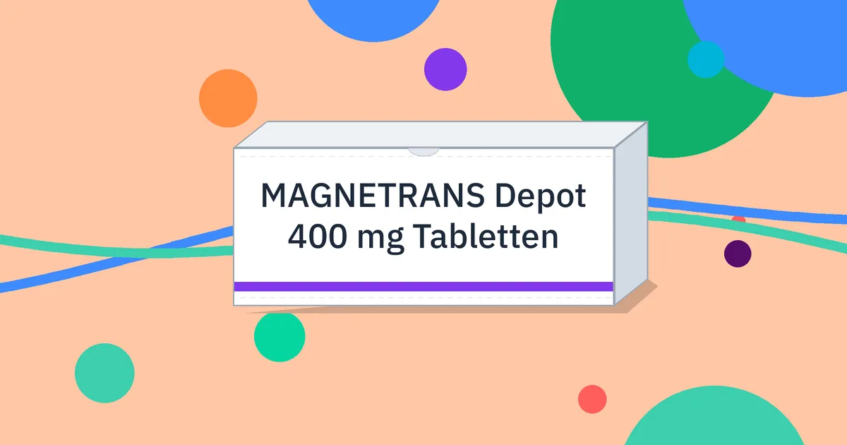Symbolbild: Packung mit der Aufschrift MAGNETRANS Depot 400 mg Tabletten (PZN 17572640) – Verfügbarkeit und Bezug in Apotheken in Frankfurt am Main