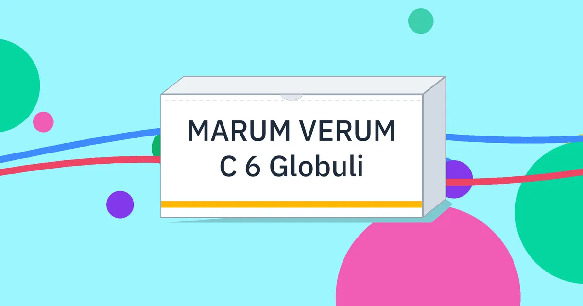 Symbolbild: Packung mit der Aufschrift MARUM VERUM C 6 Globuli (PZN 07248619) – Verfügbarkeit und Bezug in Apotheken in Frankfurt am Main