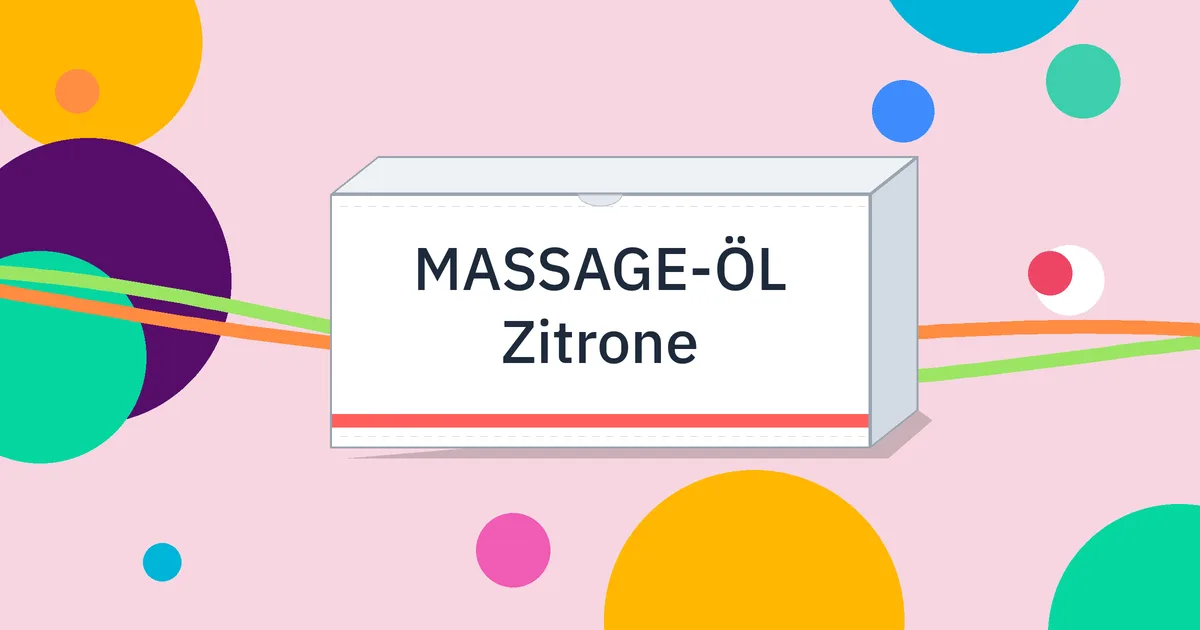 Symbolbild: Packung mit der Aufschrift MASSAGE-ÖL Zitrone (PZN 04979788) – Verfügbarkeit und Bezug in Apotheken in Frankfurt am Main