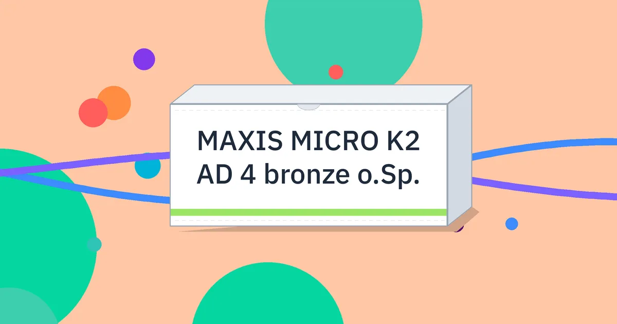 Symbolbild: Packung mit der Aufschrift MAXIS MICRO K2 AD 4 bronze o.Sp. (PZN 17673418) – Verfügbarkeit und Bezug in Apotheken in Frankfurt am Main