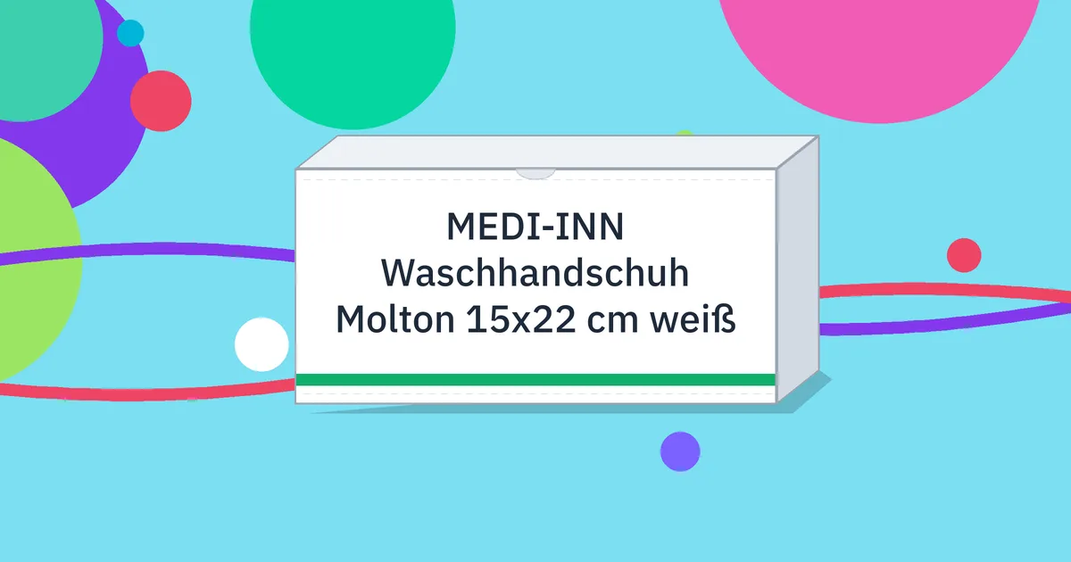 Symbolbild: Packung mit der Aufschrift MEDI-INN Waschhandschuh Molton 15x22 cm weiß (PZN 10333234) – Verfügbarkeit und Bezug in Apotheken in Frankfurt am Main