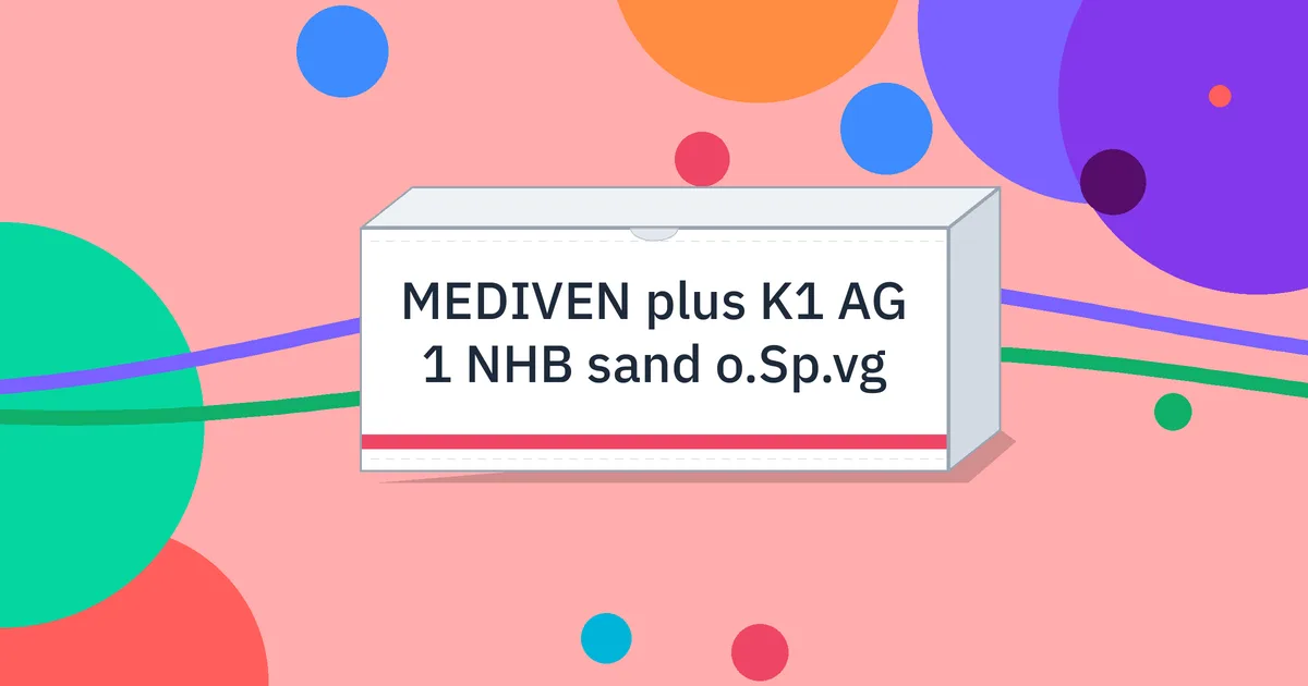 Symbolbild: Packung mit der Aufschrift MEDIVEN plus K1 AG 1 NHB sand o.Sp.vg (PZN 18938161) – Verfügbarkeit und Bezug in Apotheken in Frankfurt am Main
