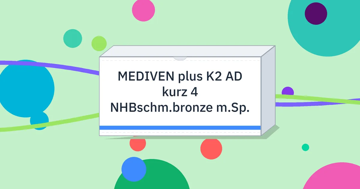 Symbolbild: Packung mit der Aufschrift MEDIVEN plus K2 AD kurz 4 NHBschm.bronze m.Sp. (PZN 15926950) – Verfügbarkeit und Bezug in Apotheken in Frankfurt am Main