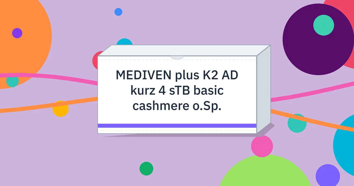Symbolbild: Packung mit der Aufschrift MEDIVEN plus K2 AD kurz 4 sTB basic cashmere o.Sp. (PZN 15099435) – Verfügbarkeit und Bezug in Apotheken in Frankfurt am Main