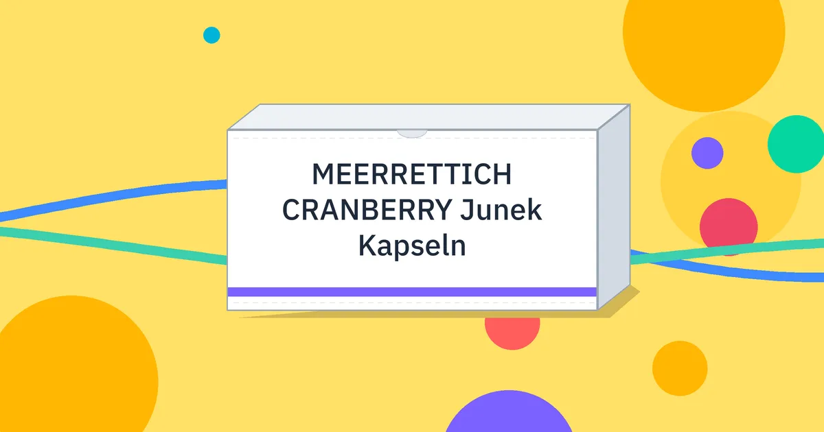 Symbolbild: Packung mit der Aufschrift MEERRETTICH CRANBERRY Junek Kapseln (PZN 10307225) – Verfügbarkeit und Bezug in Apotheken in Frankfurt am Main