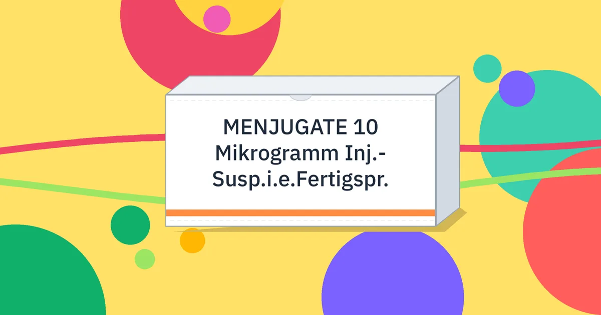 Symbolbild: Packung mit der Aufschrift MENJUGATE 10 Mikrogramm Inj.-Susp.i.e.Fertigspr. (PZN 12639210) – Verfügbarkeit und Bezug in Apotheken in Frankfurt am Main