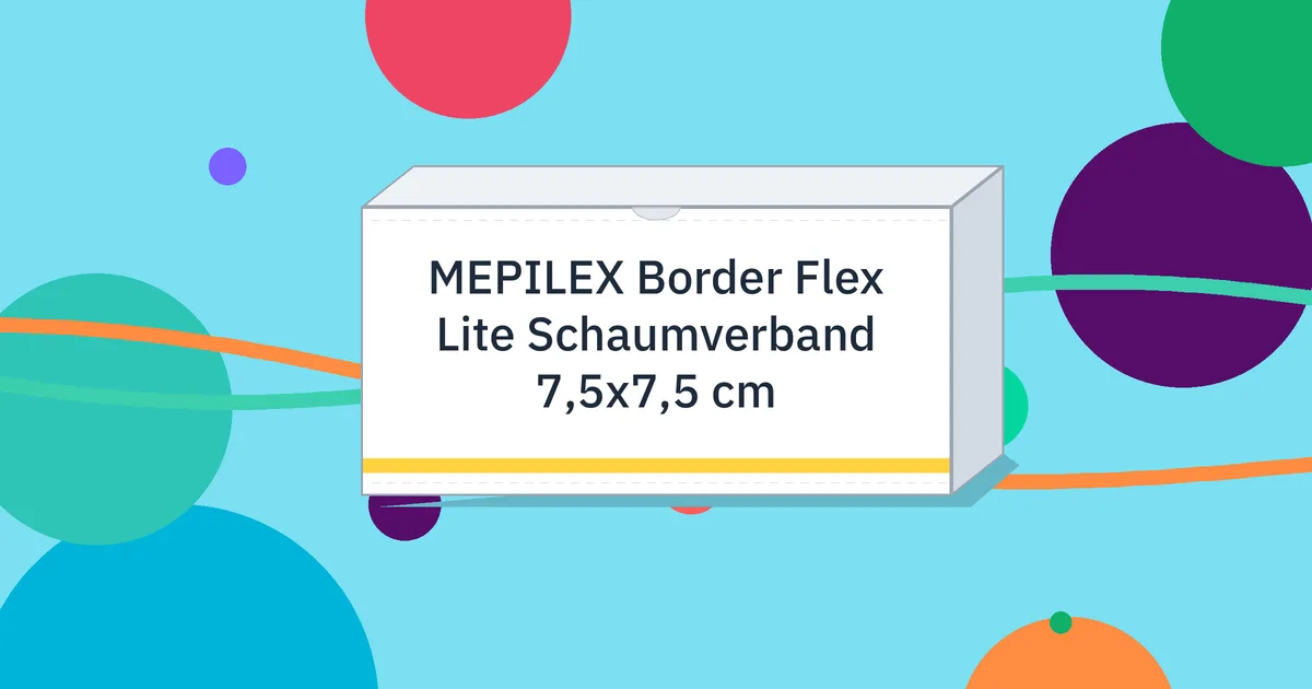 Symbolbild: Packung mit der Aufschrift MEPILEX Border Flex Lite Schaumverband 7,5x7,5 cm (PZN 20193857) – Verfügbarkeit und Bezug in Apotheken in Frankfurt am Main