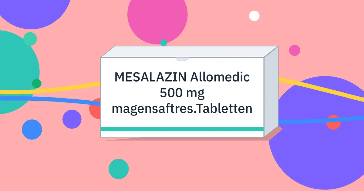 Symbolbild: Packung mit der Aufschrift MESALAZIN Allomedic 500 mg magensaftres.Tabletten (PZN 17601956) – Verfügbarkeit und Bezug in Apotheken in Frankfurt am Main