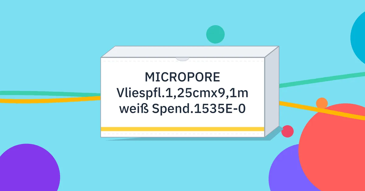Symbolbild: Packung mit der Aufschrift MICROPORE Vliespfl.1,25cmx9,1m weiß Spend.1535E-0 (PZN 03187789) – Verfügbarkeit und Bezug in Apotheken in Frankfurt am Main