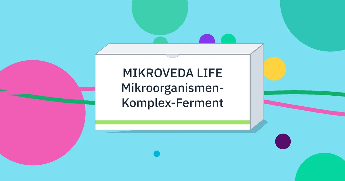 Symbolbild: Packung mit der Aufschrift MIKROVEDA LIFE Mikroorganismen-Komplex-Ferment (PZN 17541119) – Verfügbarkeit und Bezug in Apotheken in Frankfurt am Main