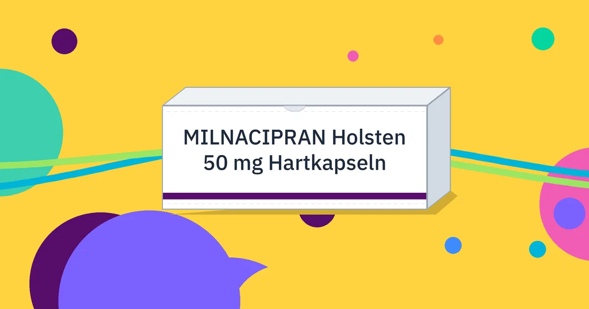 Symbolbild: Packung mit der Aufschrift MILNACIPRAN Holsten 50 mg Hartkapseln (PZN 15579460) – Verfügbarkeit und Bezug in Apotheken in Frankfurt am Main