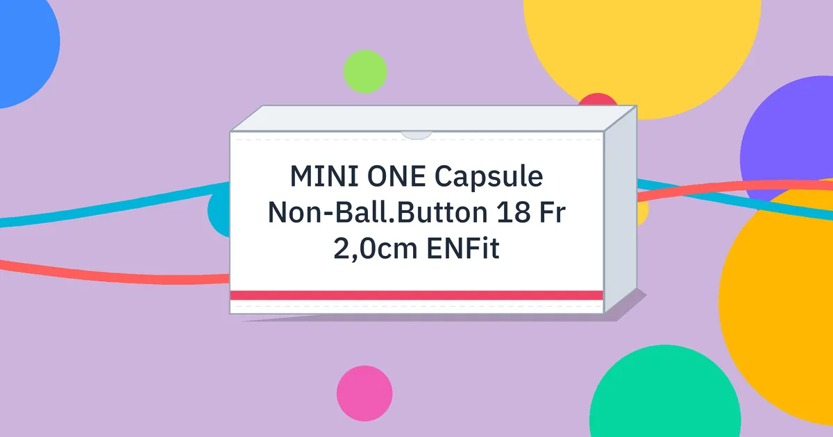 Symbolbild: Packung mit der Aufschrift MINI ONE Capsule Non-Ball.Button 18 Fr 2,0cm ENFit (PZN 14344097) – Verfügbarkeit und Bezug in Apotheken in Frankfurt am Main