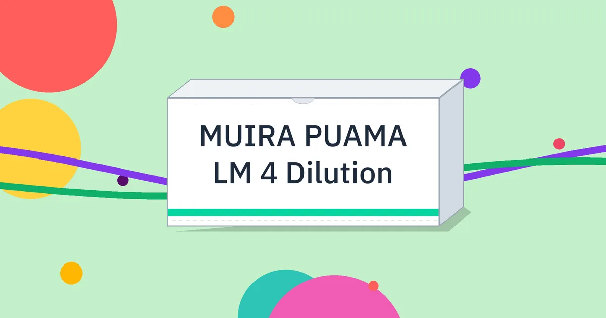 Symbolbild: Packung mit der Aufschrift MUIRA PUAMA LM 4 Dilution (PZN 13611099) – Verfügbarkeit und Bezug in Apotheken in Frankfurt am Main