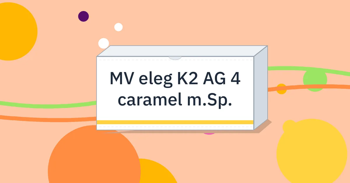 Symbolbild: Packung mit der Aufschrift MV eleg K2 AG 4 caramel m.Sp. (PZN 00531631) – Verfügbarkeit und Bezug in Apotheken in Frankfurt am Main