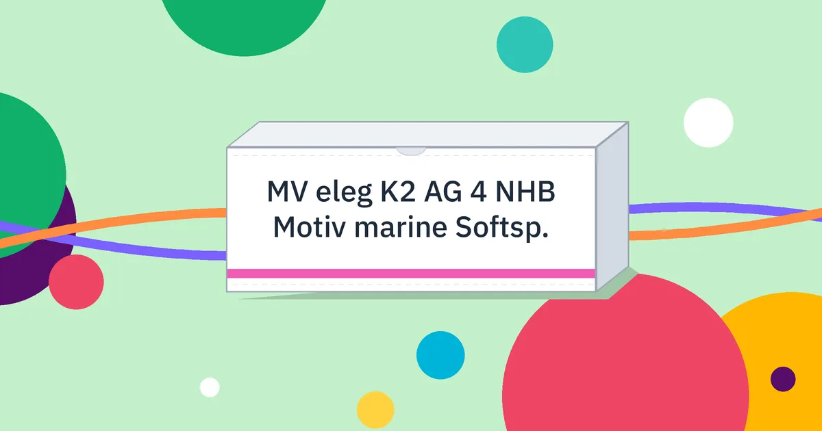 Symbolbild: Packung mit der Aufschrift MV eleg K2 AG 4 NHB Motiv marine Softsp. (PZN 15723075) – Verfügbarkeit und Bezug in Apotheken in Frankfurt am Main