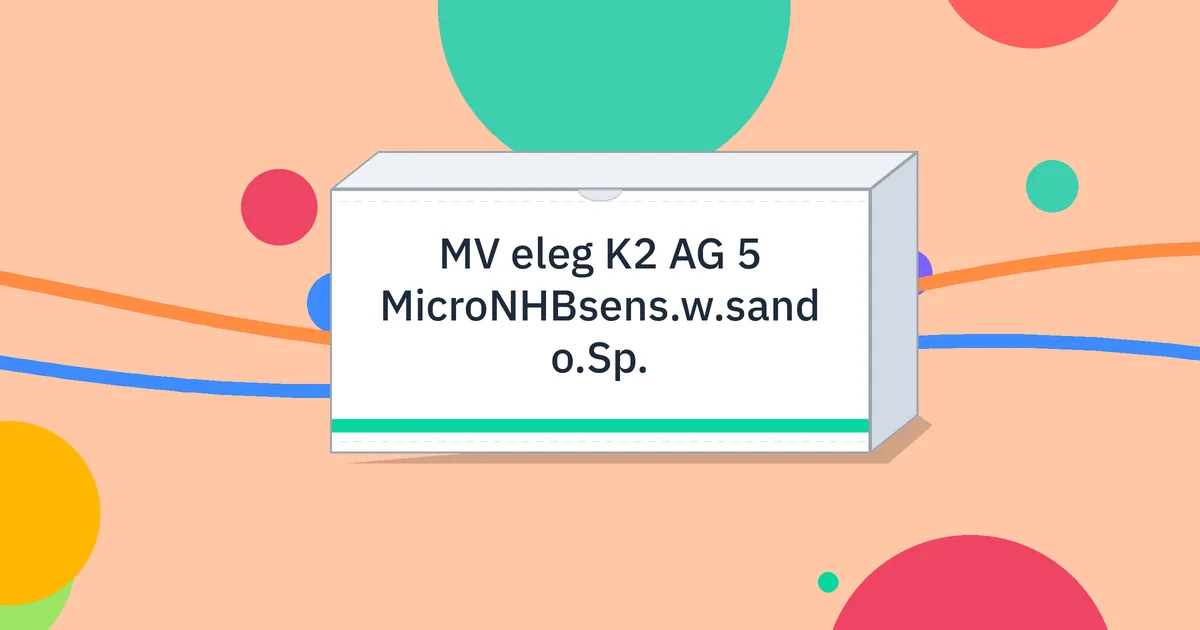 Symbolbild: Packung mit der Aufschrift MV eleg K2 AG 5 MicroNHBsens.w.sand o.Sp. (PZN 18930969) – Verfügbarkeit und Bezug in Apotheken in Frankfurt am Main
