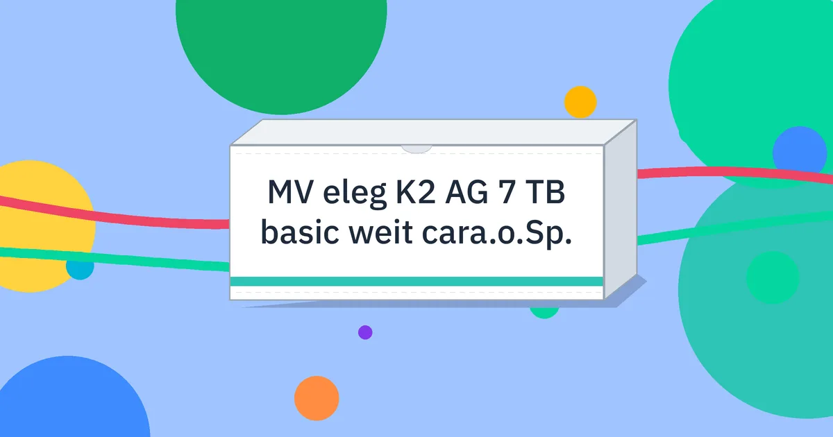 Symbolbild: Packung mit der Aufschrift MV eleg K2 AG 7 TB basic weit cara.o.Sp. (PZN 00206569) – Verfügbarkeit und Bezug in Apotheken in Frankfurt am Main