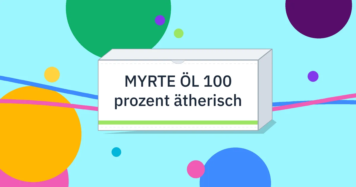 Symbolbild: Packung mit der Aufschrift MYRTE ÖL 100 prozent ätherisch (PZN 01991004) – Verfügbarkeit und Bezug in Apotheken in Frankfurt am Main