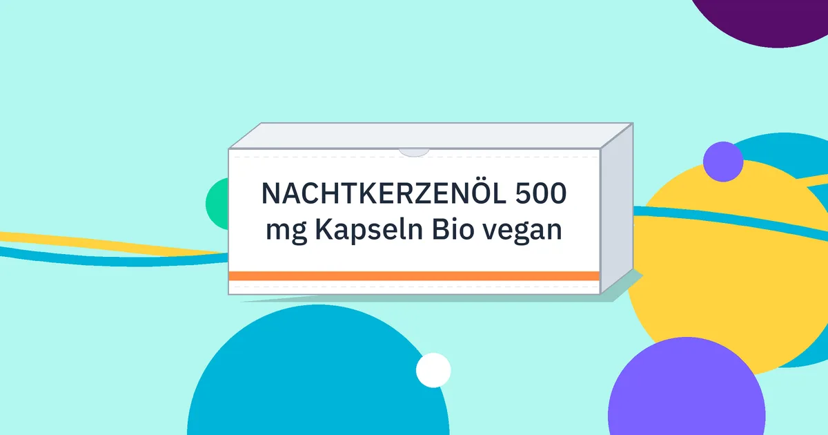 Symbolbild: Packung mit der Aufschrift NACHTKERZENÖL 500 mg Kapseln Bio vegan (PZN 17524345) – Verfügbarkeit und Bezug in Apotheken in Frankfurt am Main