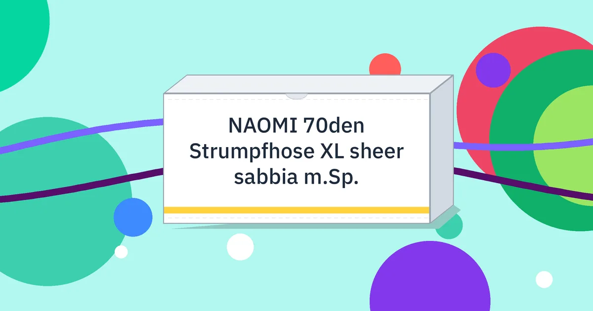 Symbolbild: Packung mit der Aufschrift NAOMI 70den Strumpfhose XL sheer sabbia m.Sp. (PZN 16179231) – Verfügbarkeit und Bezug in Apotheken in Frankfurt am Main