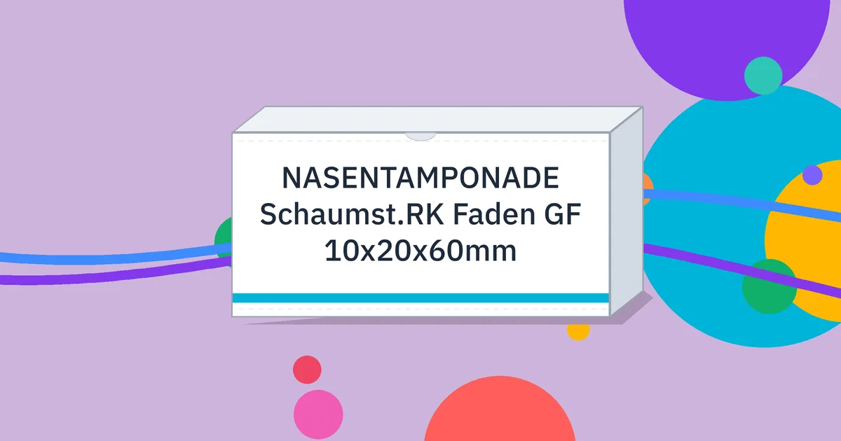 Symbolbild: Packung mit der Aufschrift NASENTAMPONADE Schaumst.RK Faden GF 10x20x60mm (PZN 16145338) – Verfügbarkeit und Bezug in Apotheken in Frankfurt am Main