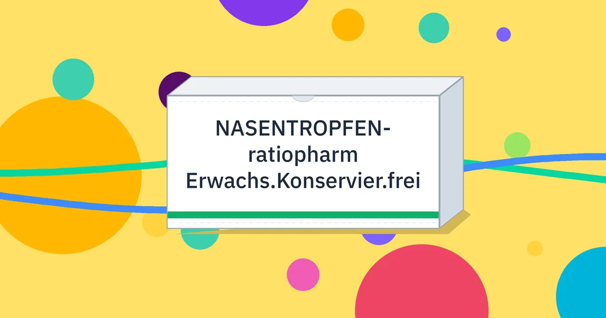Symbolbild: Packung mit der Aufschrift NASENTROPFEN-ratiopharm Erwachs.Konservier.frei (PZN 05006585) – Verfügbarkeit und Bezug in Apotheken in Frankfurt am Main