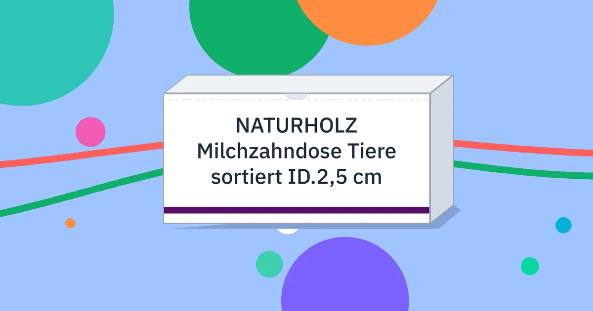 Symbolbild: Packung mit der Aufschrift NATURHOLZ Milchzahndose Tiere sortiert ID.2,5 cm (PZN 16793818) – Verfügbarkeit und Bezug in Apotheken in Frankfurt am Main