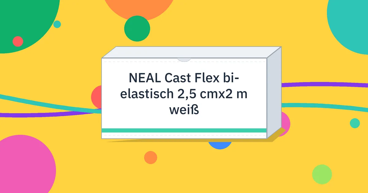 Symbolbild: Packung mit der Aufschrift NEAL Cast Flex bi-elastisch 2,5 cmx2 m weiß (PZN 19530700) – Verfügbarkeit und Bezug in Apotheken in Frankfurt am Main