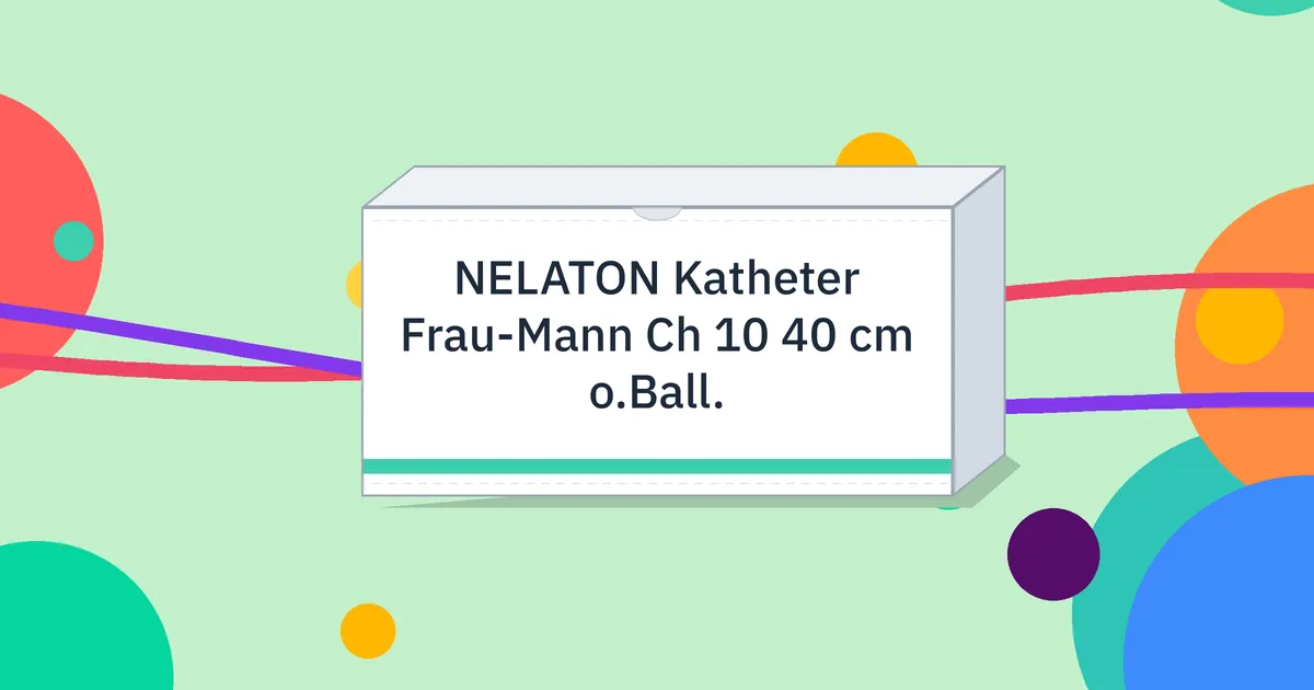 Symbolbild: Packung mit der Aufschrift NELATON Katheter Frau-Mann Ch 10 40 cm o.Ball. (PZN 09092162) – Verfügbarkeit und Bezug in Apotheken in Frankfurt am Main
