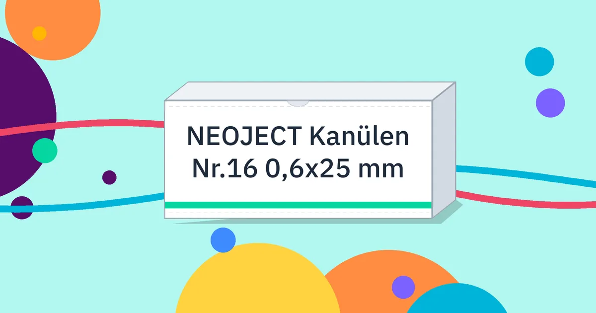 Symbolbild: Packung mit der Aufschrift NEOJECT Kanülen Nr.16 0,6x25 mm (PZN 03043205) – Verfügbarkeit und Bezug in Apotheken in Frankfurt am Main