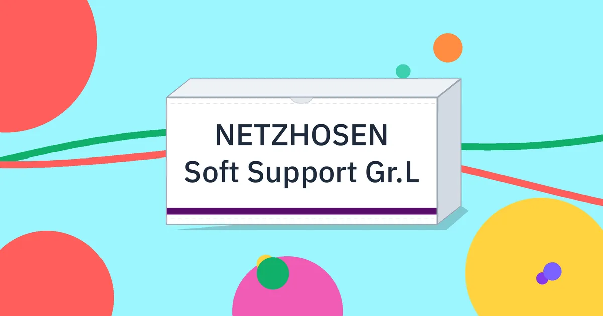 Symbolbild: Packung mit der Aufschrift NETZHOSEN Soft Support Gr.L (PZN 09392869) – Verfügbarkeit und Bezug in Apotheken in Frankfurt am Main