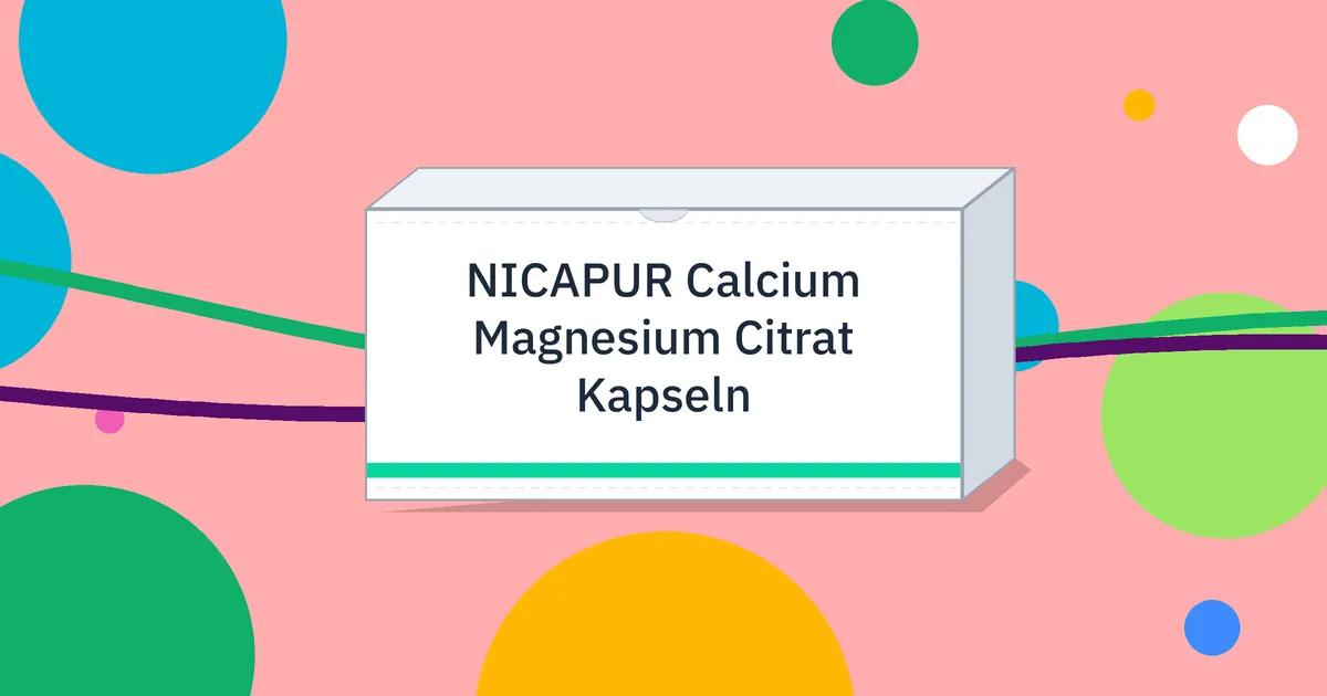 Symbolbild: Packung mit der Aufschrift NICAPUR Calcium Magnesium Citrat Kapseln (PZN 05119585) – Verfügbarkeit und Bezug in Apotheken in Frankfurt am Main