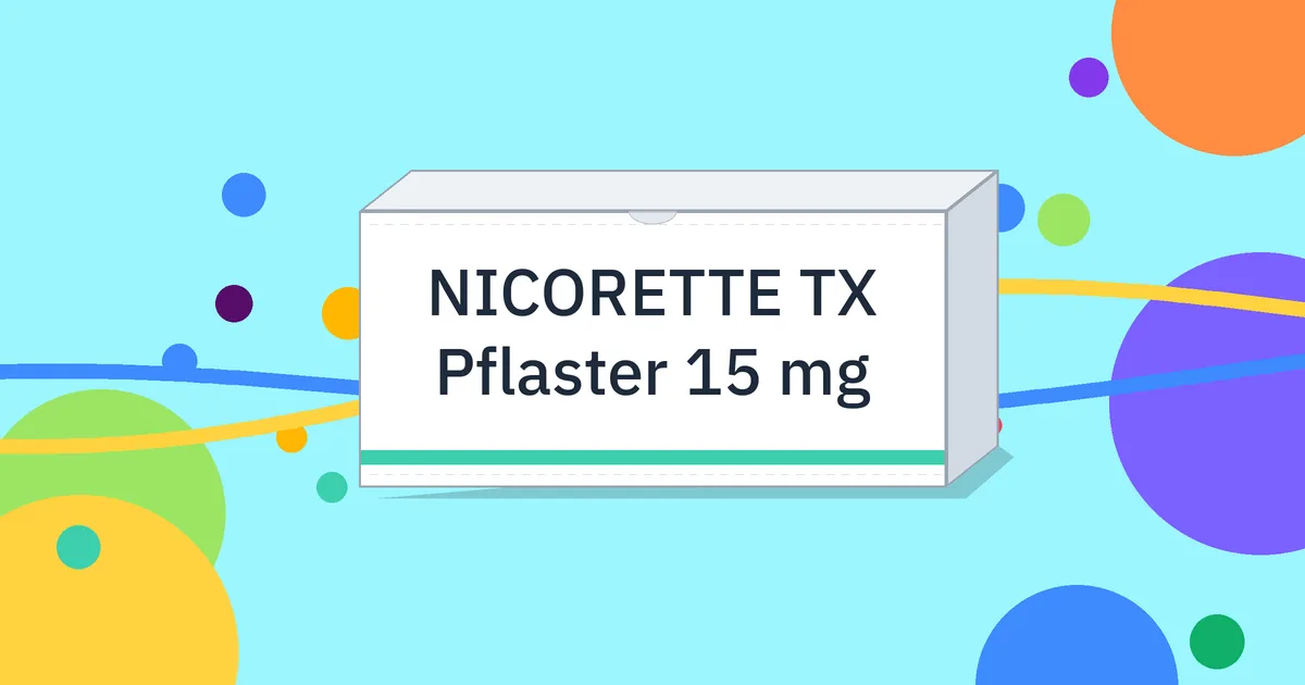 Symbolbild: Packung mit der Aufschrift NICORETTE TX Pflaster 15 mg (PZN 03273371) – Verfügbarkeit und Bezug in Apotheken in Frankfurt am Main