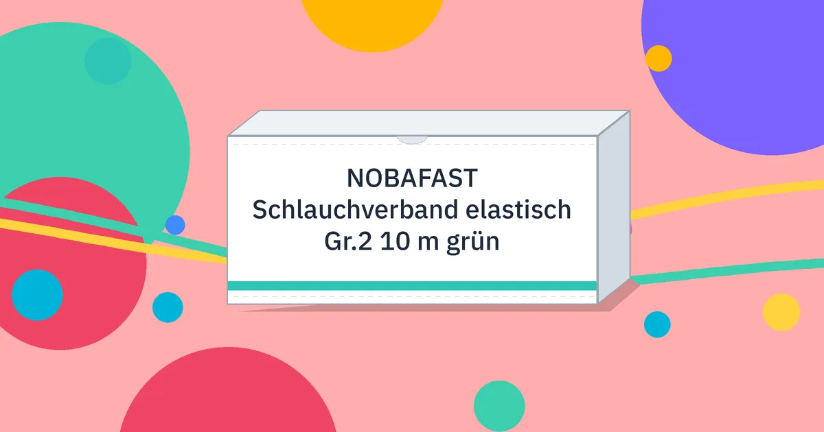 Symbolbild: Packung mit der Aufschrift NOBAFAST Schlauchverband elastisch Gr.2 10 m grün (PZN 11854521) – Verfügbarkeit und Bezug in Apotheken in Frankfurt am Main