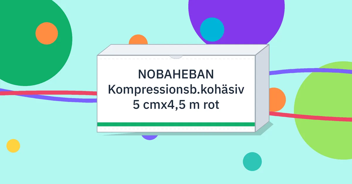Symbolbild: Packung mit der Aufschrift NOBAHEBAN Kompressionsb.kohäsiv 5 cmx4,5 m rot (PZN 02709694) – Verfügbarkeit und Bezug in Apotheken in Frankfurt am Main