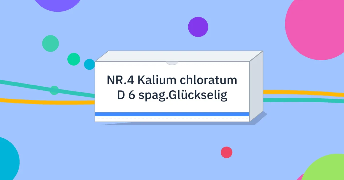 Symbolbild: Packung mit der Aufschrift NR.4 Kalium chloratum D 6 spag.Glückselig (PZN 10965891) – Verfügbarkeit und Bezug in Apotheken in Frankfurt am Main