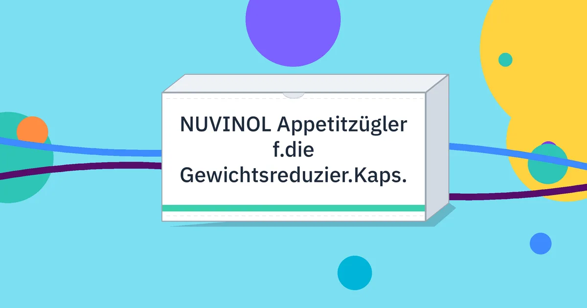 Symbolbild: Packung mit der Aufschrift NUVINOL Appetitzügler f.die Gewichtsreduzier.Kaps. (PZN 20161283) – Verfügbarkeit und Bezug in Apotheken in Frankfurt am Main
