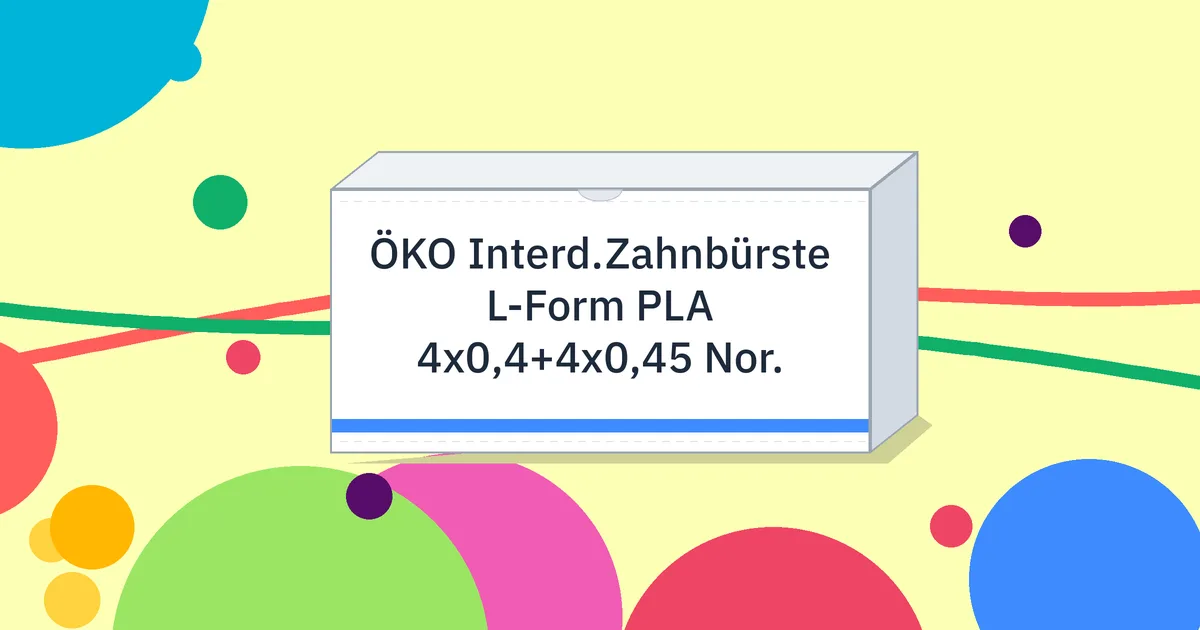 Symbolbild: Packung mit der Aufschrift ÖKO Interd.Zahnbürste L-Form PLA 4x0,4+4x0,45 Nor. (PZN 18054083) – Verfügbarkeit und Bezug in Apotheken in Frankfurt am Main