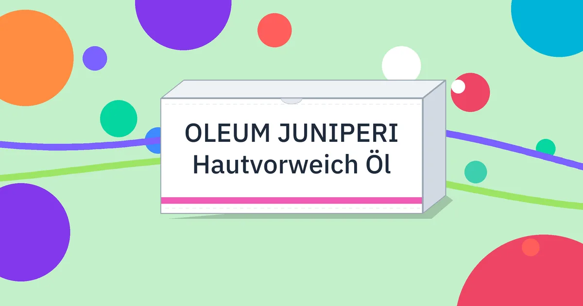 Symbolbild: Packung mit der Aufschrift OLEUM JUNIPERI Hautvorweich Öl (PZN 04443616) – Verfügbarkeit und Bezug in Apotheken in Frankfurt am Main