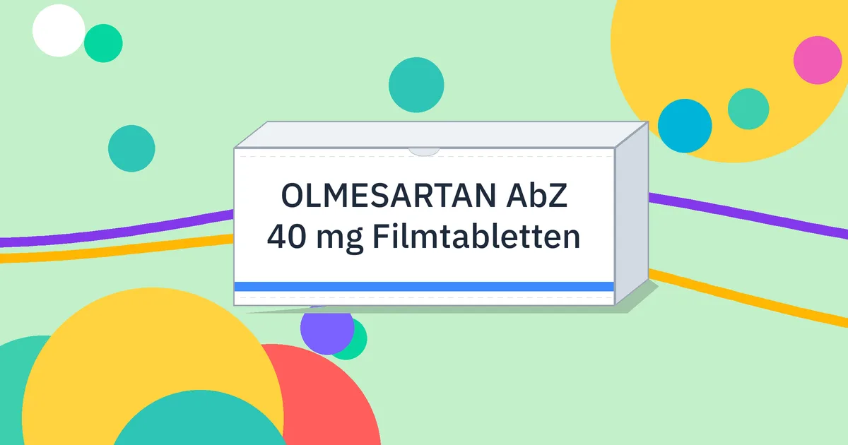 Symbolbild: Packung mit der Aufschrift OLMESARTAN AbZ 40 mg Filmtabletten (PZN 11856112) – Verfügbarkeit und Bezug in Apotheken in Frankfurt am Main